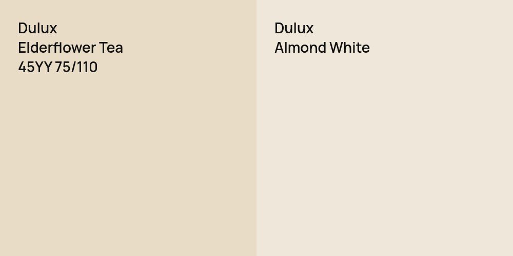 Dulux Elderflower Tea vs. Dulux Almond White comparison
