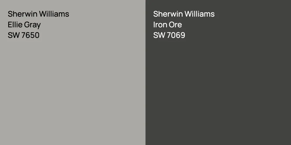 Sherwin Williams Ellie Gray vs. Sherwin Williams Iron Ore comparison