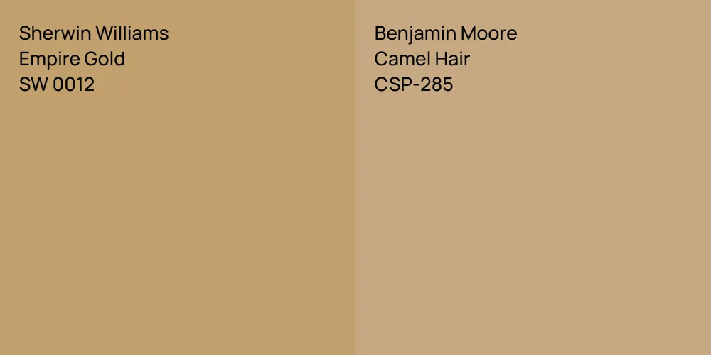 Sherwin Williams Empire Gold vs. Benjamin Moore Camel Hair comparison
