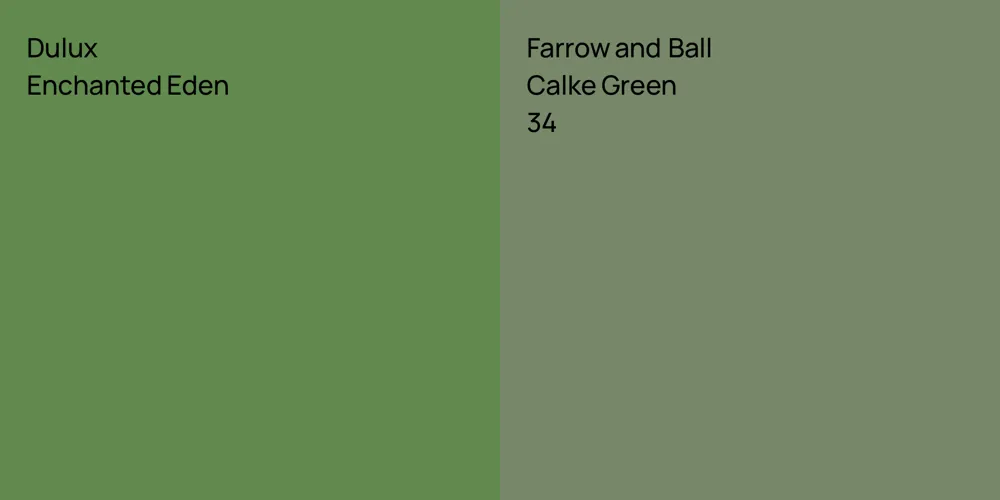 Dulux Enchanted Eden vs. Farrow and Ball Calke Green comparison