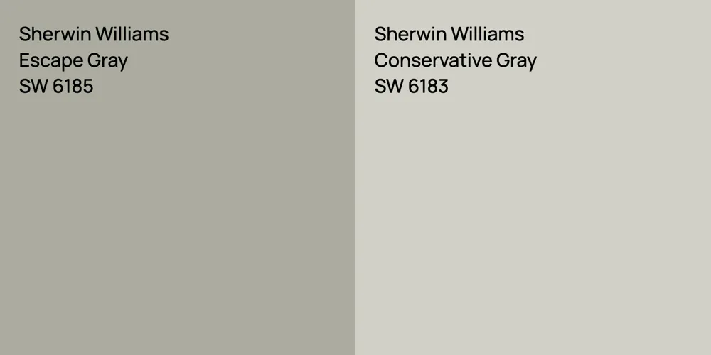 Sherwin Williams Escape Gray vs. Sherwin Williams Conservative Gray comparison