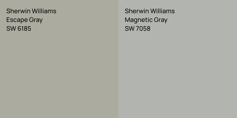 Sherwin Williams Escape Gray vs. Sherwin Williams Magnetic Gray comparison