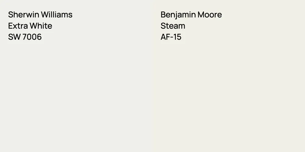 Sherwin Williams Extra White vs. Benjamin Moore Steam comparison