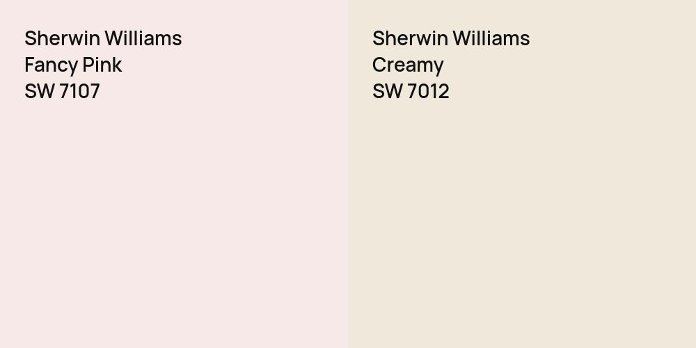 Sherwin Williams Fancy Pink vs. Sherwin Williams Creamy comparison