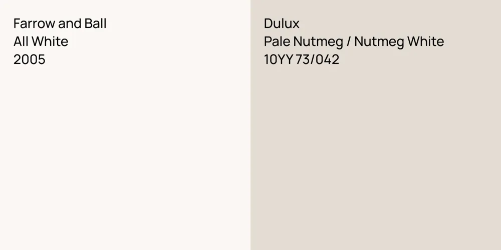 Farrow and Ball All White vs. Dulux Pale Nutmeg comparison