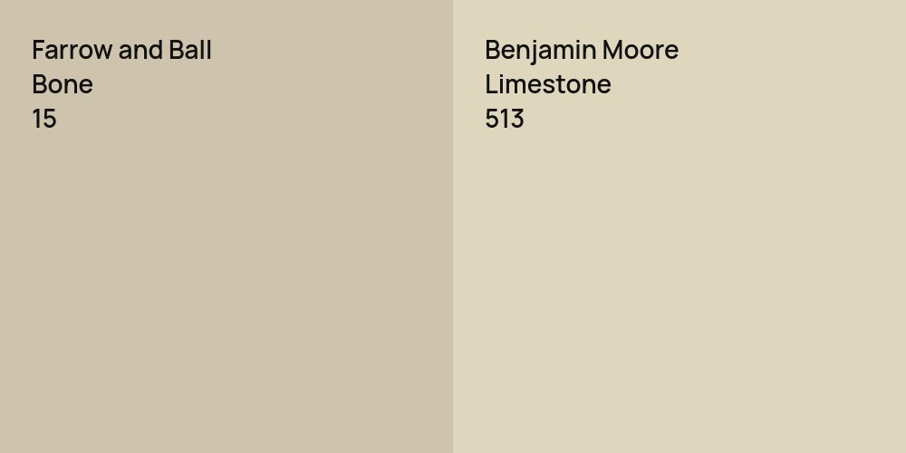 Farrow and Ball Bone vs. Benjamin Moore Limestone comparison