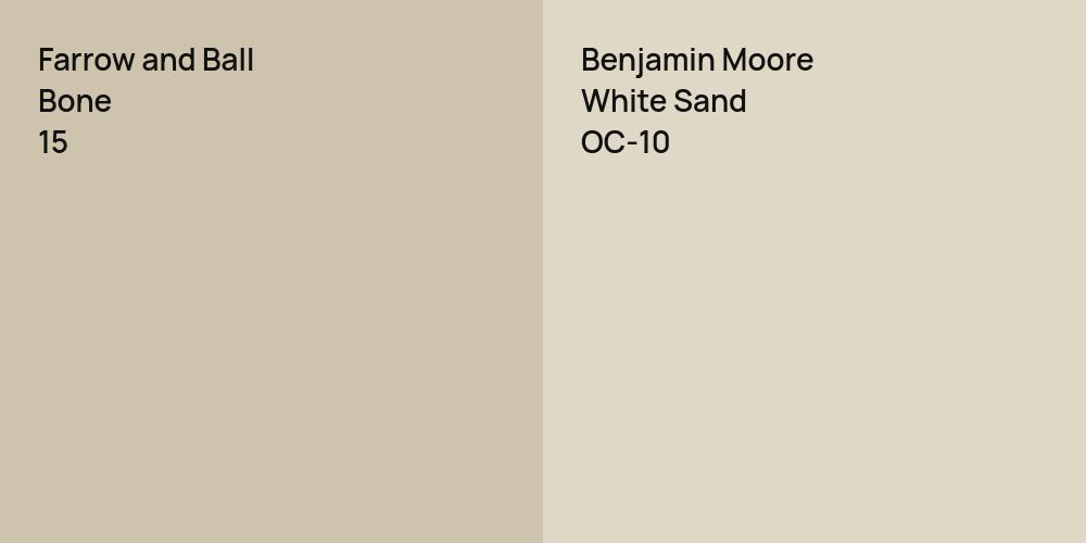 Farrow and Ball Bone vs. Benjamin Moore White Sand comparison