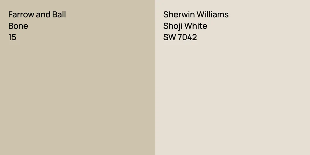 Farrow and Ball Bone vs. Sherwin Williams Shoji White comparison