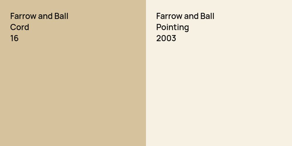 Farrow and Ball Cord vs. Farrow and Ball Pointing comparison