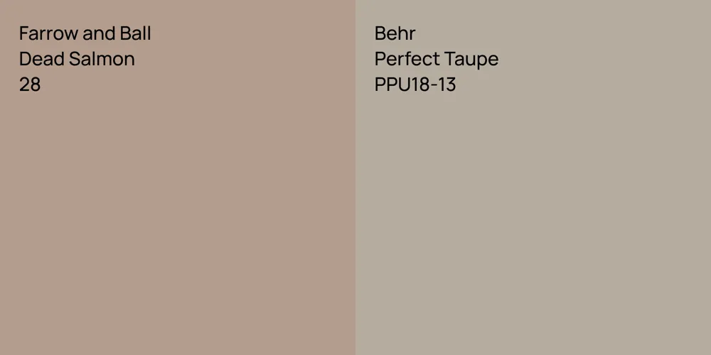 Farrow and Ball Dead Salmon vs. Behr Perfect Taupe comparison