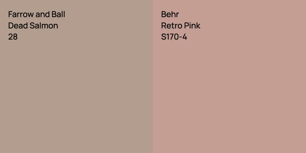 Farrow and Ball Dead Salmon vs. Behr Retro Pink comparison