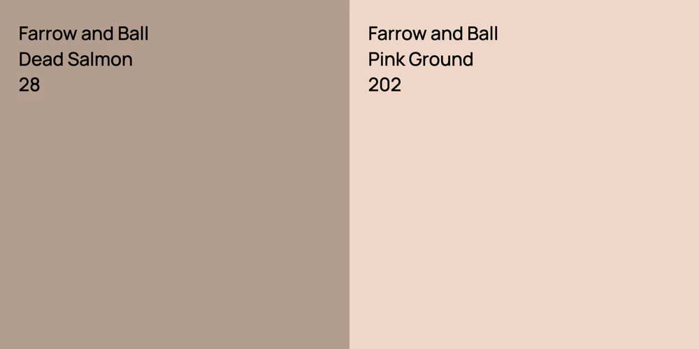 Farrow and Ball Dead Salmon vs. Farrow and Ball Pink Ground comparison