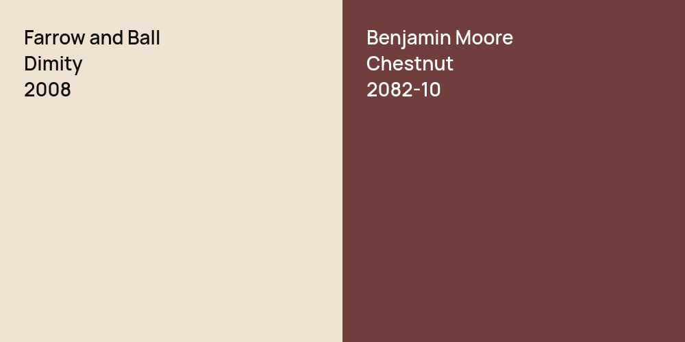 Farrow and Ball Dimity vs. Benjamin Moore Chestnut comparison