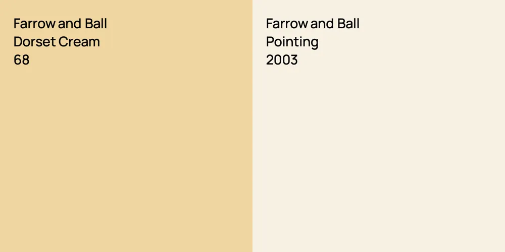 Farrow and Ball Dorset Cream vs. Farrow and Ball Pointing comparison