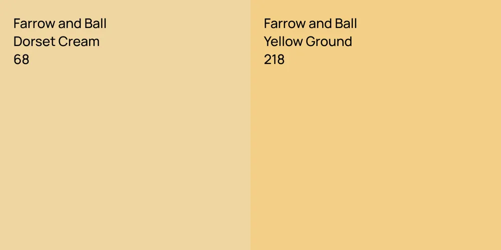 Farrow and Ball Dorset Cream vs. Farrow and Ball Yellow Ground comparison