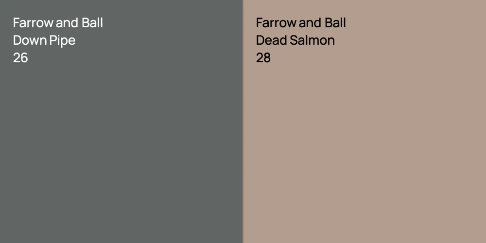 Farrow and Ball Down Pipe vs. Farrow and Ball Dead Salmon comparison