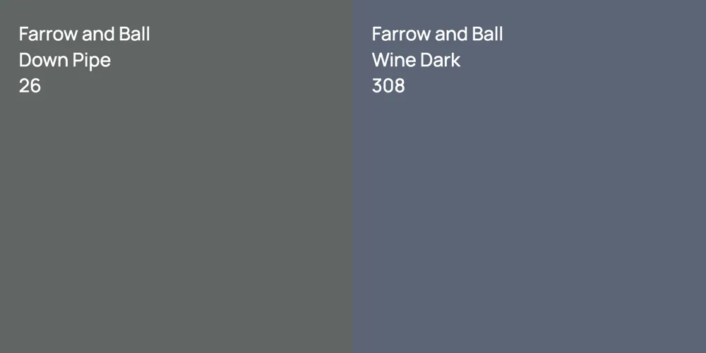 Farrow and Ball Down Pipe vs. Farrow and Ball Wine Dark comparison