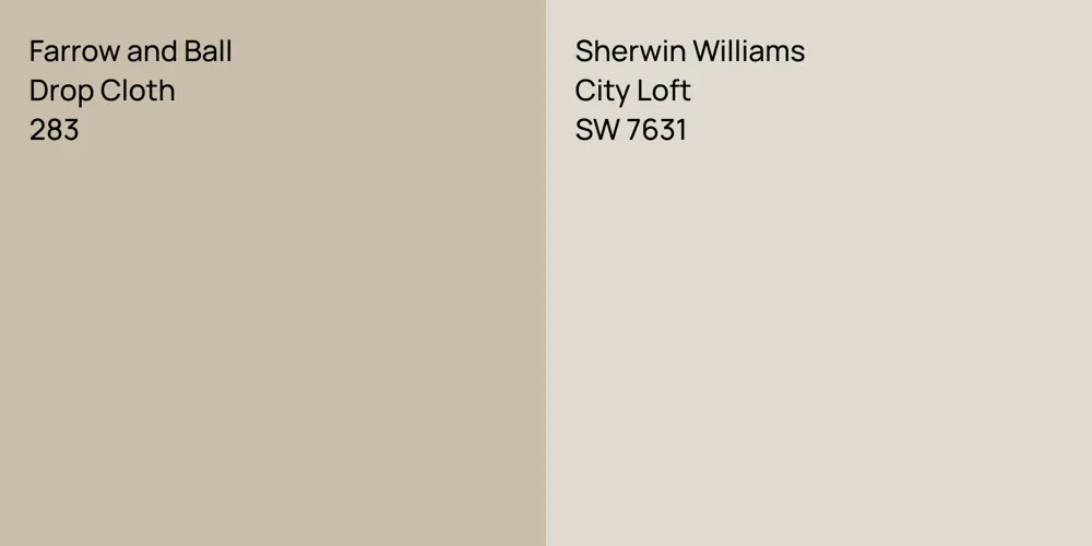 Farrow and Ball Drop Cloth vs. Sherwin Williams City Loft comparison