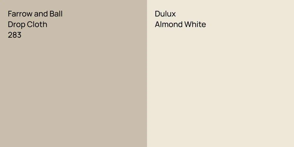Farrow and Ball Drop Cloth vs. Dulux Almond White comparison
