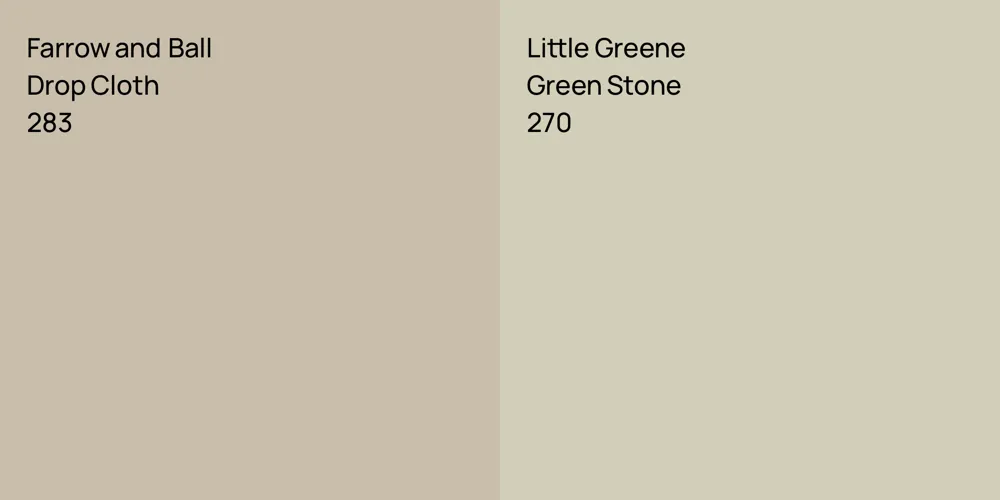 Farrow and Ball Drop Cloth vs. Little Greene Green Stone comparison