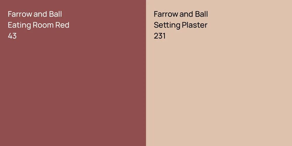 Farrow and Ball Eating Room Red vs. Farrow and Ball Setting Plaster comparison