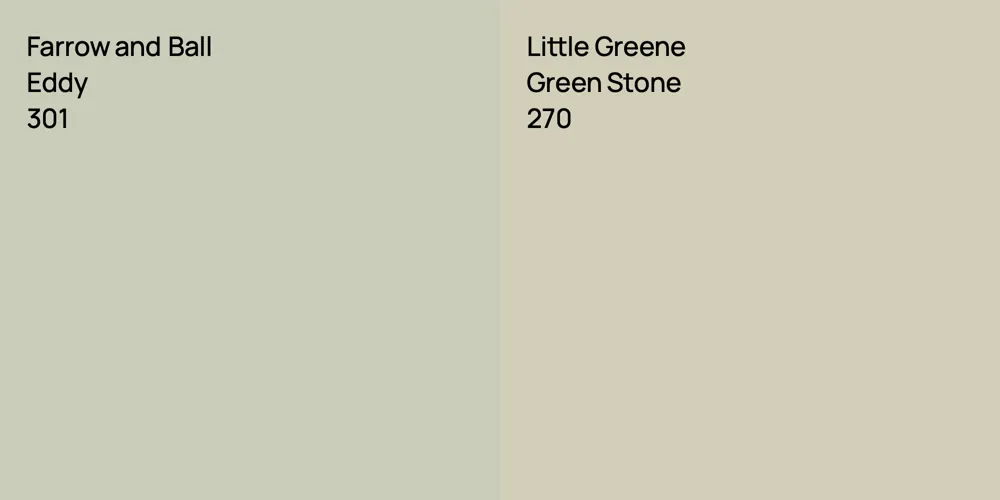 Farrow and Ball Eddy vs. Little Greene Green Stone comparison