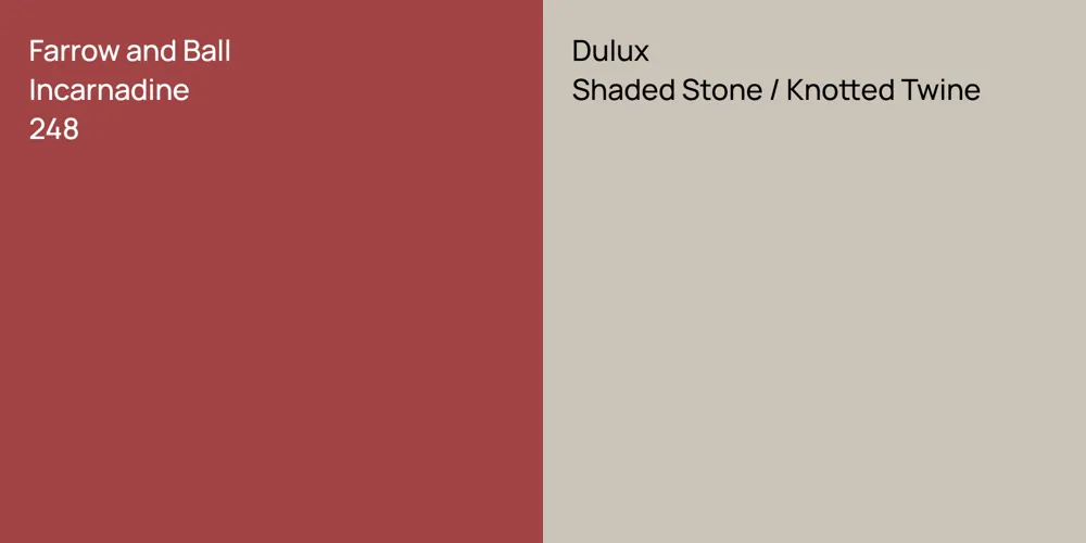 Farrow and Ball Incarnadine vs. Dulux Shaded Stone comparison