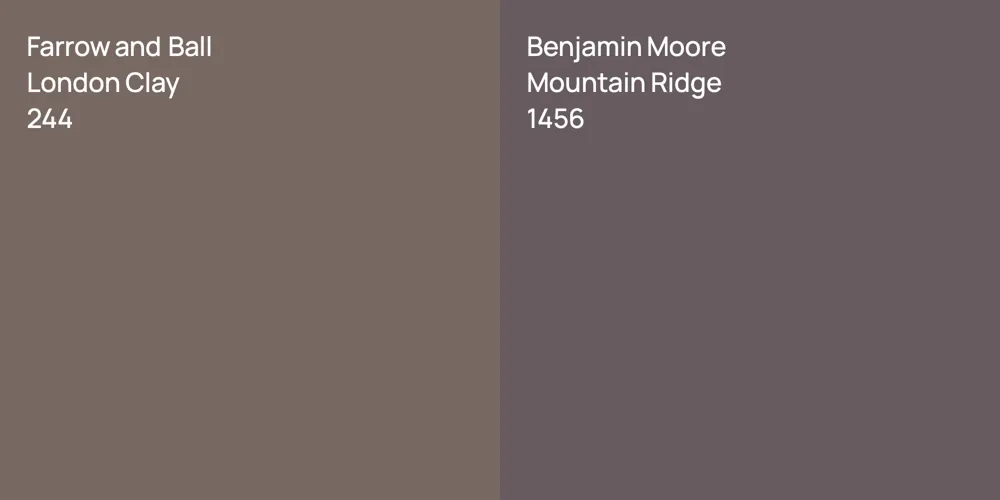 Farrow and Ball London Clay vs. Benjamin Moore Mountain Ridge comparison