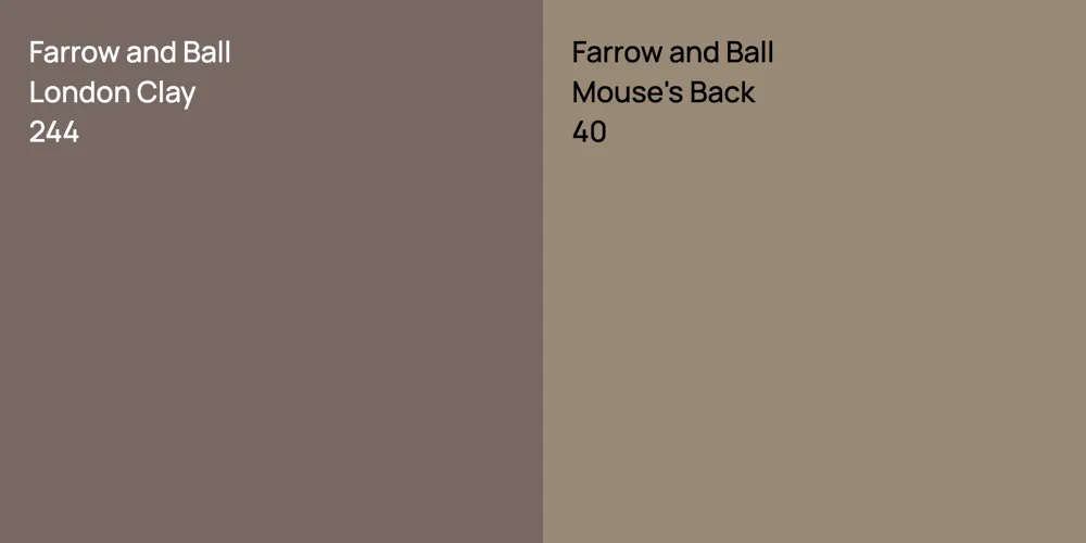 Farrow and Ball London Clay vs. Farrow and Ball Mouse's Back comparison