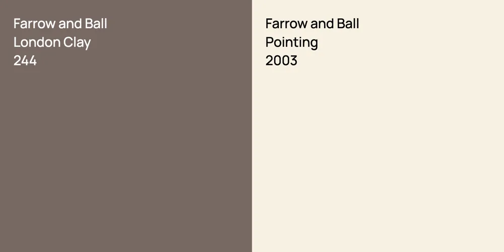 Farrow and Ball London Clay vs. Farrow and Ball Pointing comparison