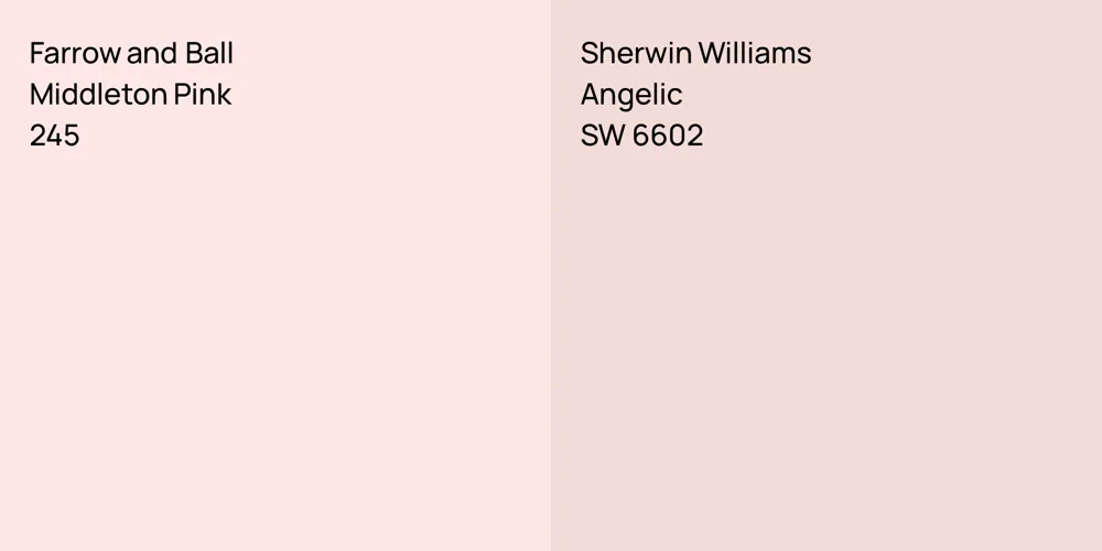 Farrow and Ball Middleton Pink vs. Sherwin Williams Angelic comparison