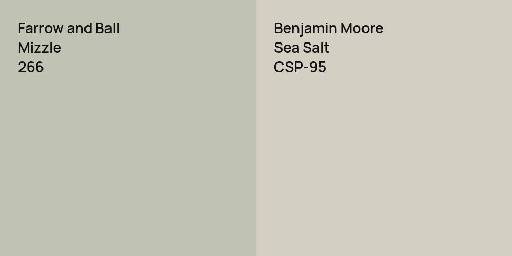 Farrow and Ball Mizzle vs. Benjamin Moore Sea Salt comparison