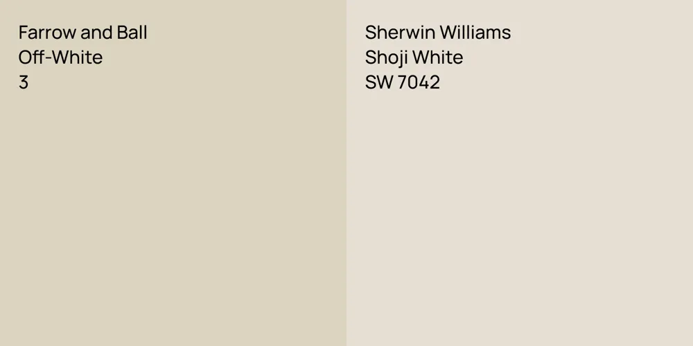 Farrow and Ball Off-White vs. Sherwin Williams Shoji White comparison