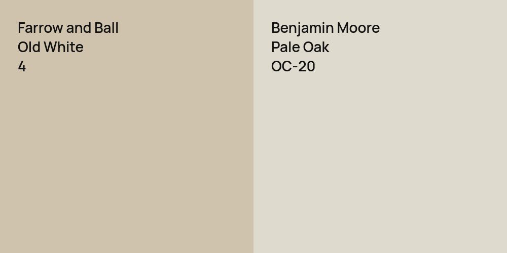 Farrow and Ball Old White vs. Benjamin Moore Pale Oak comparison