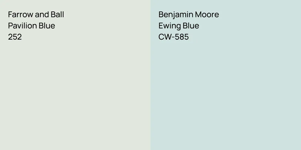 Farrow and Ball Pavilion Blue vs. Benjamin Moore Ewing Blue comparison