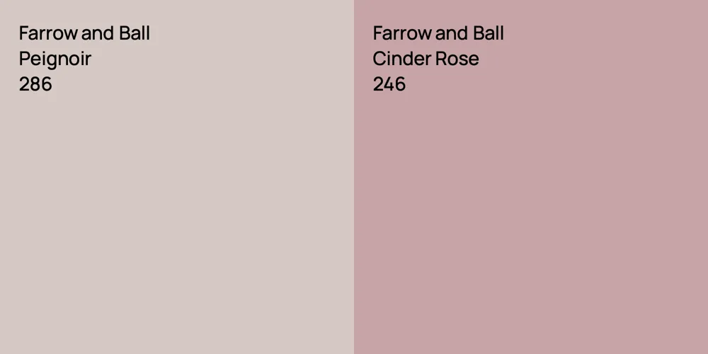 Farrow and Ball Peignoir vs. Farrow and Ball Cinder Rose comparison