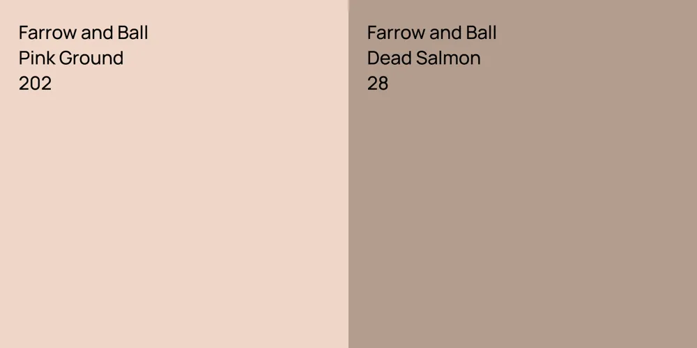 Farrow and Ball Pink Ground vs. Farrow and Ball Dead Salmon comparison