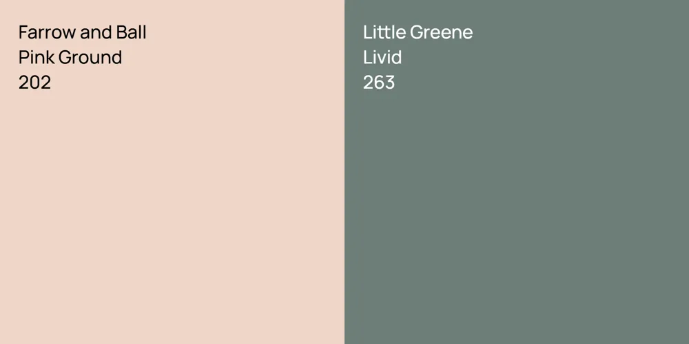 Farrow and Ball Pink Ground vs. Little Greene Livid comparison
