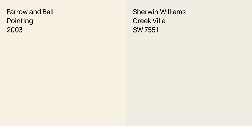 Farrow and Ball Pointing vs. Sherwin Williams Greek Villa comparison
