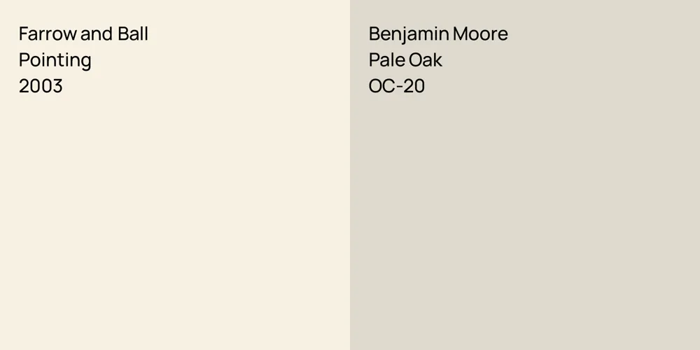 Farrow and Ball Pointing vs. Benjamin Moore Pale Oak comparison