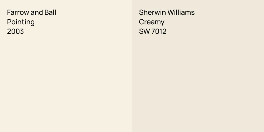 Farrow and Ball Pointing vs. Sherwin Williams Creamy comparison