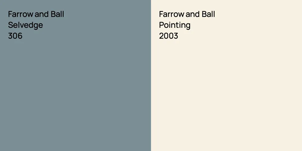 Farrow and Ball Selvedge vs. Farrow and Ball Pointing comparison