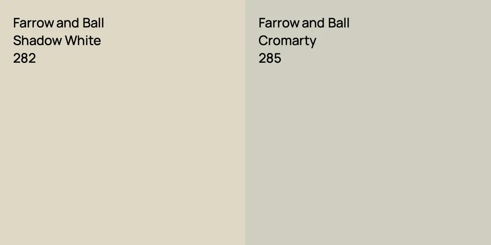 Farrow and Ball Shadow White vs. Farrow and Ball Cromarty comparison