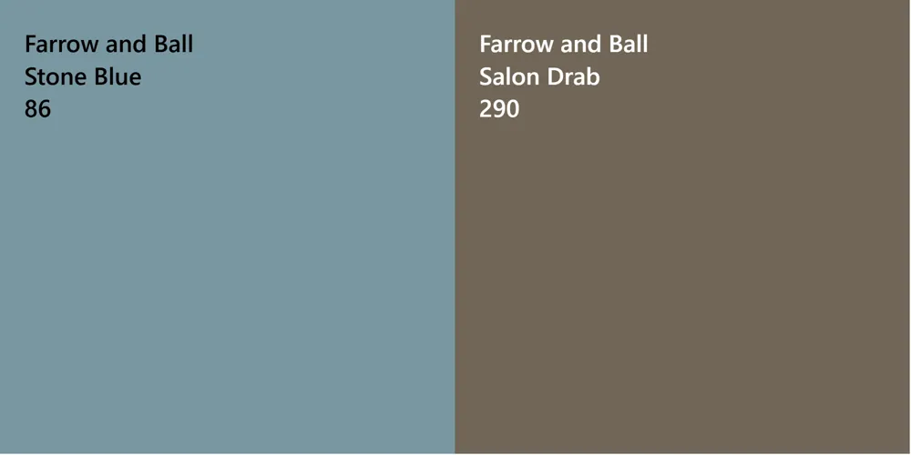 Farrow and Ball Stone Blue vs. Farrow and Ball Salon Drab comparison
