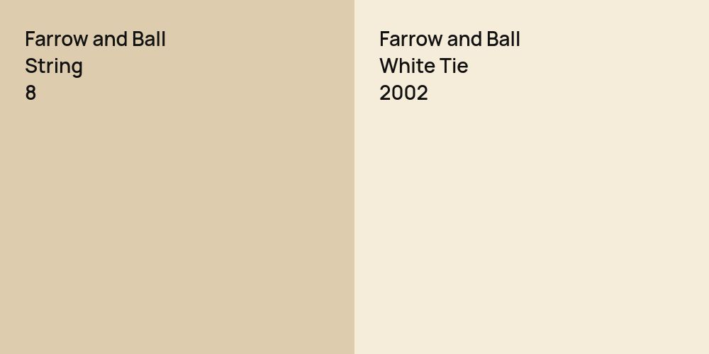 Farrow and Ball String vs. Farrow and Ball White Tie comparison