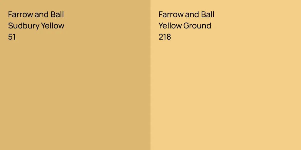 Farrow and Ball Sudbury Yellow vs. Farrow and Ball Yellow Ground comparison