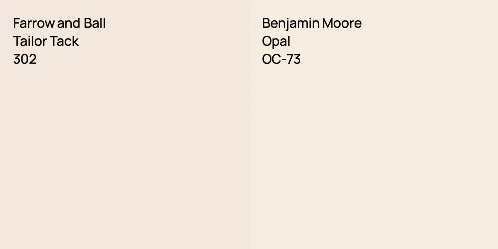 Farrow and Ball Tailor Tack vs. Benjamin Moore Opal comparison