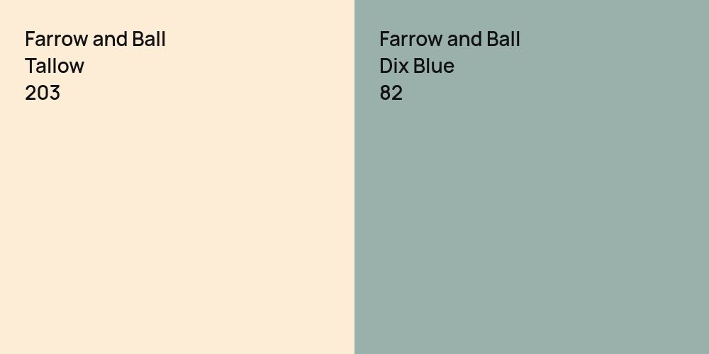 Farrow and Ball Tallow vs. Farrow and Ball Dix Blue comparison