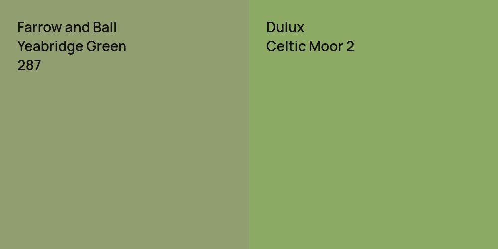 Farrow and Ball Yeabridge Green vs. Dulux Celtic Moor 2 comparison