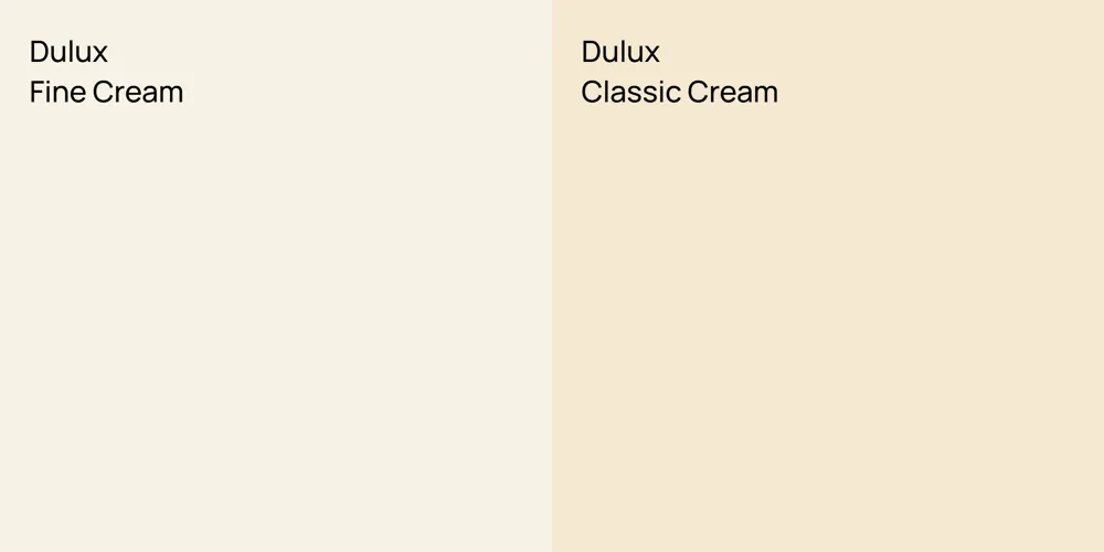 Dulux Fine Cream vs. Dulux Classic Cream comparison